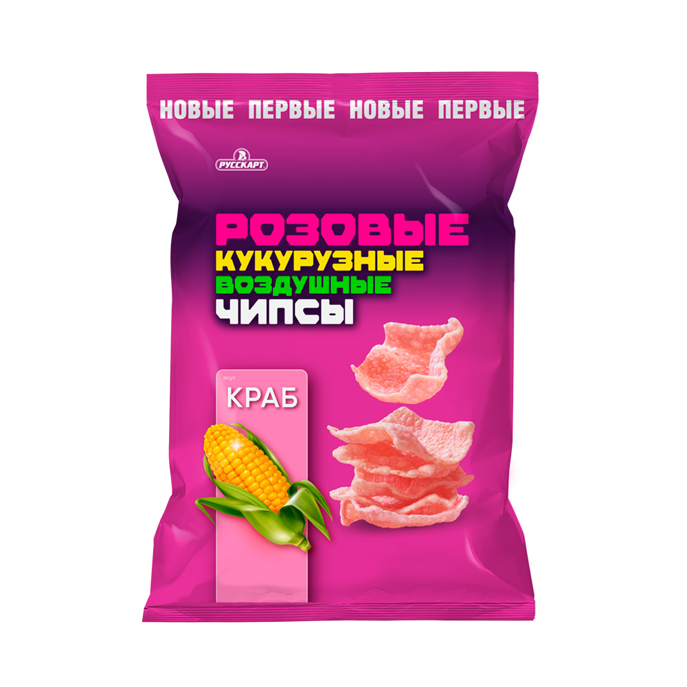 Кукурузные чипсы "Розовые", РуссКарт, 70 г, в ассортименте - купить в ...