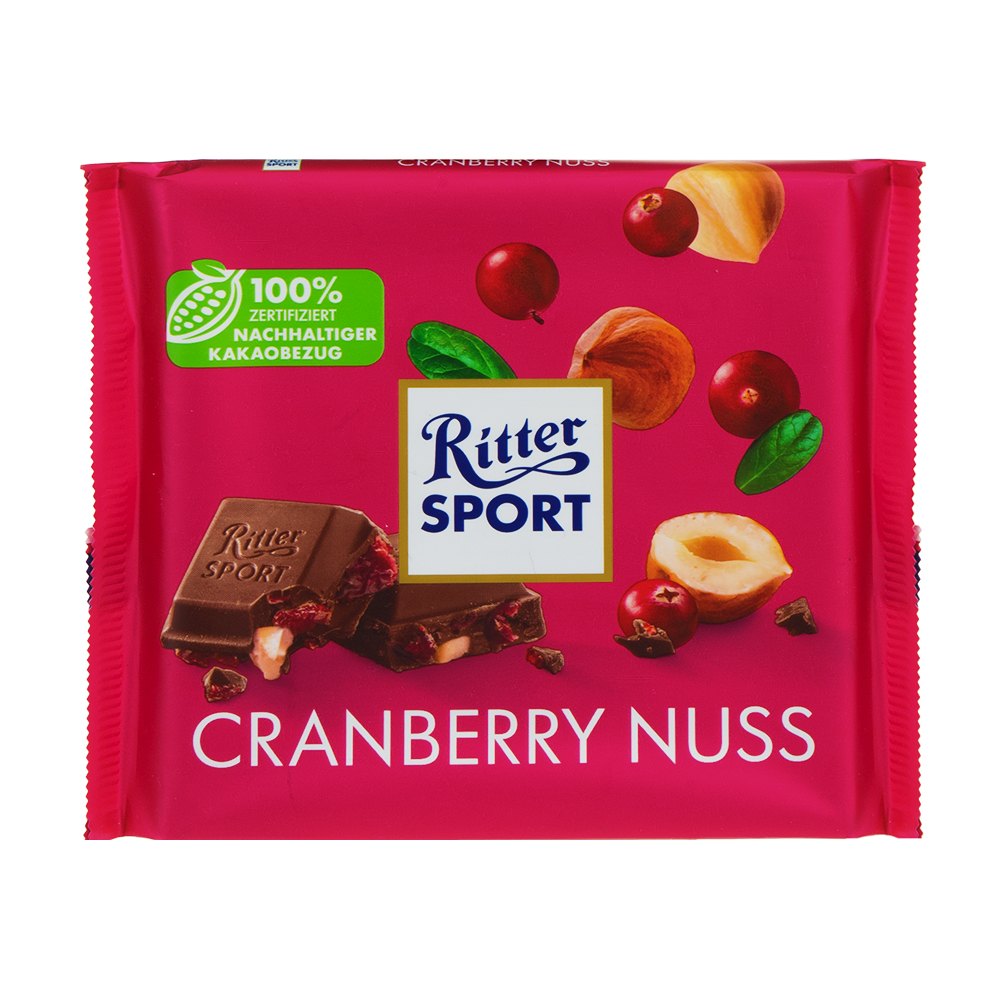 Молочный шоколад, Ritter Sport, клюква и орех, 250 г - купить в ...